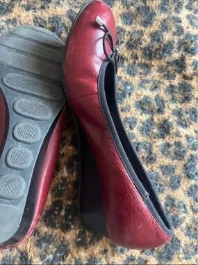 Shoes | Vintage Y2k Red Burgundy Ballet Flats With Bow | Poshmark